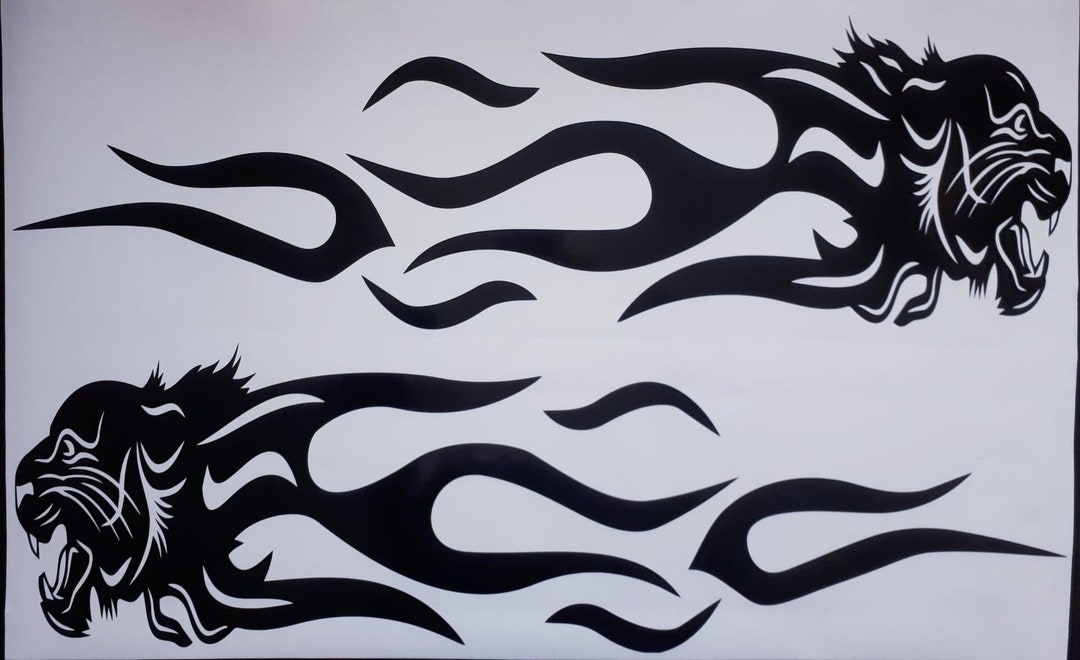 Tiger Flames Decals Motorbike Decals Pair of Motorcycle Decals Fuel ...