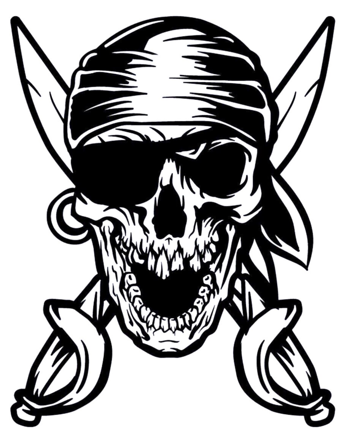 Pirate Skull Decal Car Bonnet Side Sticker Decal Wall Art Decal Vinyl ...