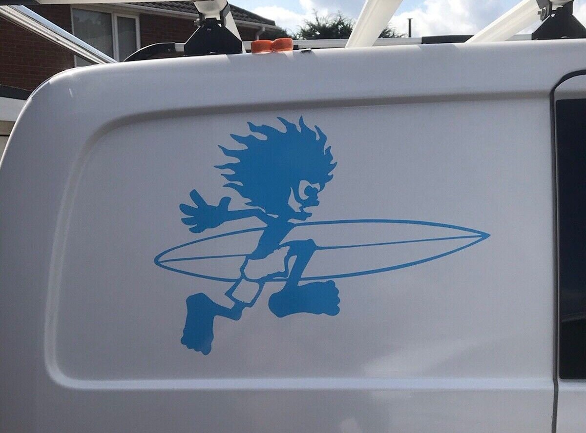 Surf Decal Funny Surfs up Car Bonnet Side Sticker Decal Camper Van Vw ...