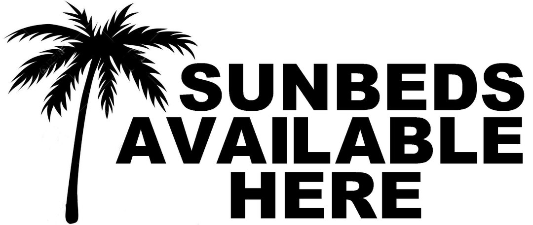 Sunbeds Available Here Decor Tan Tanning Studio Wall Art Decal Window ...