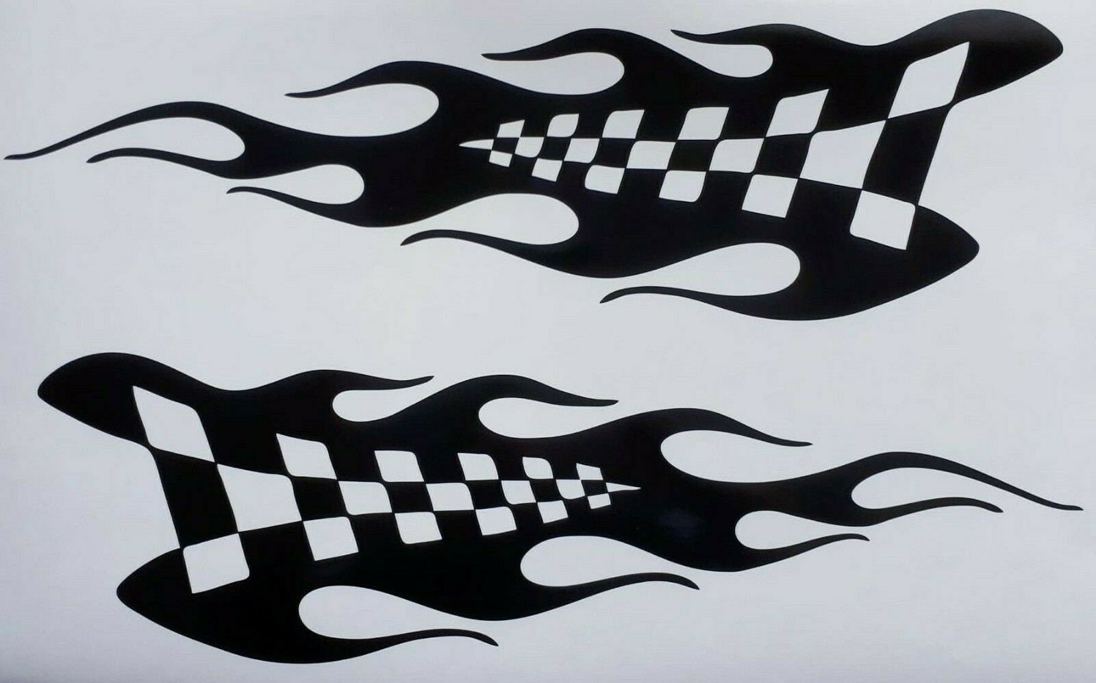 Car Flames Decal Racing Flag Sticker Pair for Left and Right Side Car ...