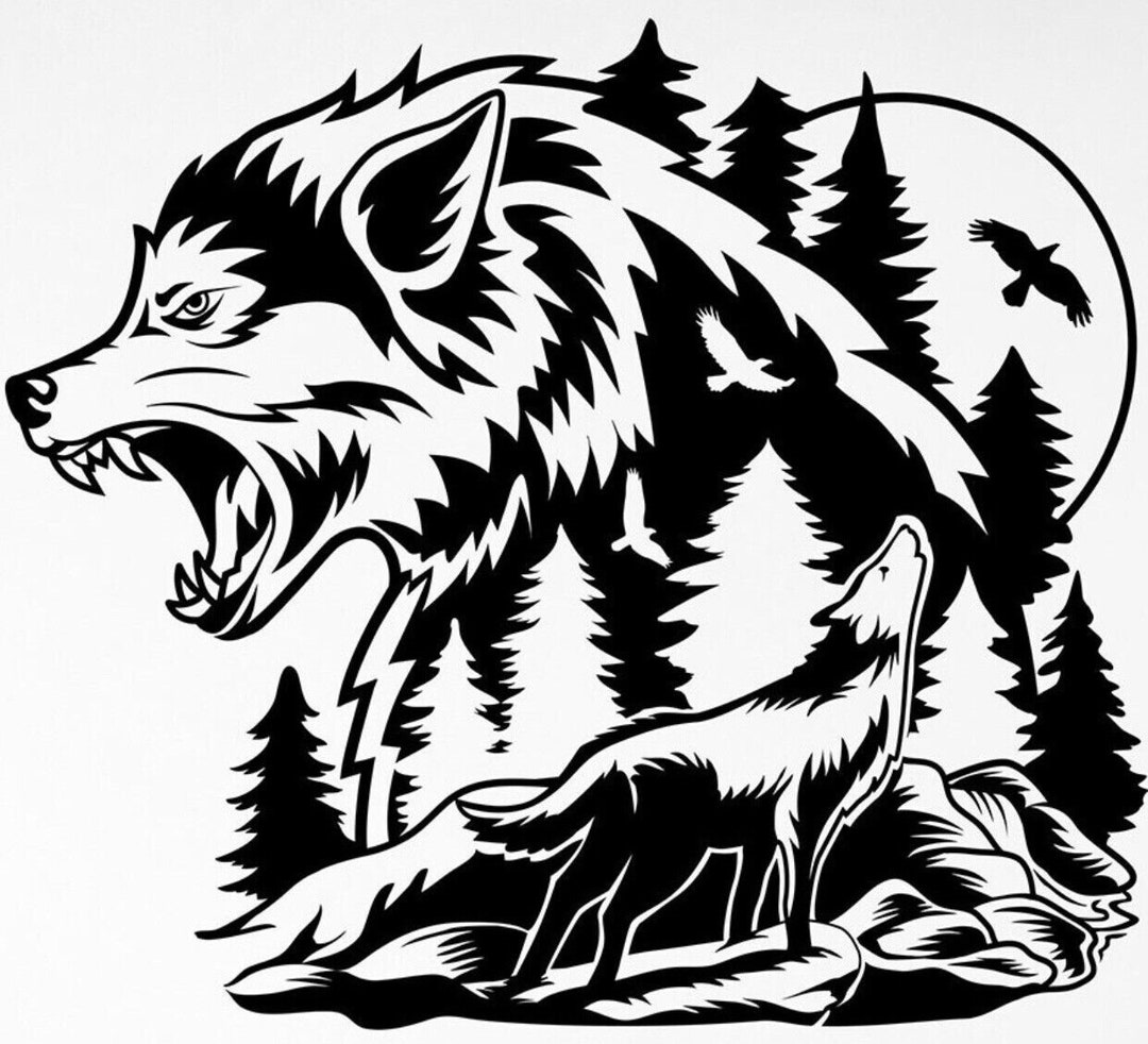 Wolf Wolves Car Van Bonnet Vinyl Side Sticker Wall Art Hood Vinyl ...