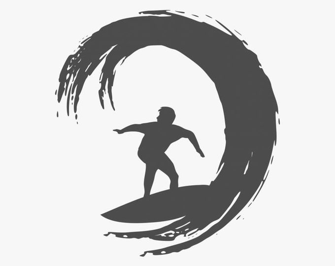 Surf Decal Surfer on Board Surfs up Car Bonnet Side Sticker Decal ...