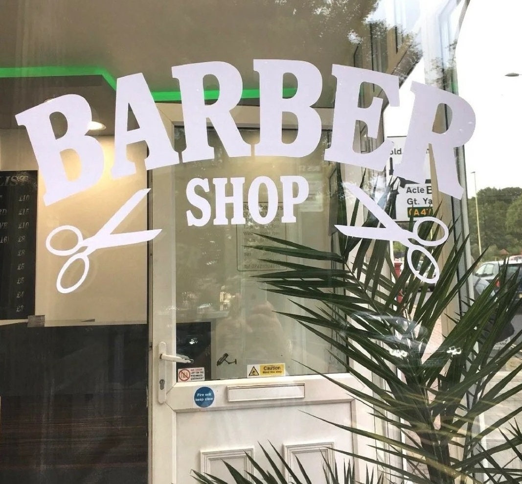 Barber Shop Decor Wall Art Decal Window Door Vinyl Graphic Sticker ...