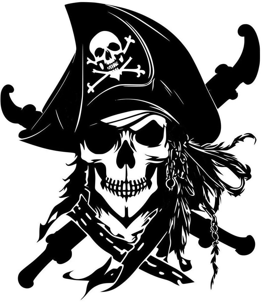 Pirate Skull Decal Car Bonnet Side Sticker Decal Wall Art Decal Vinyl ...