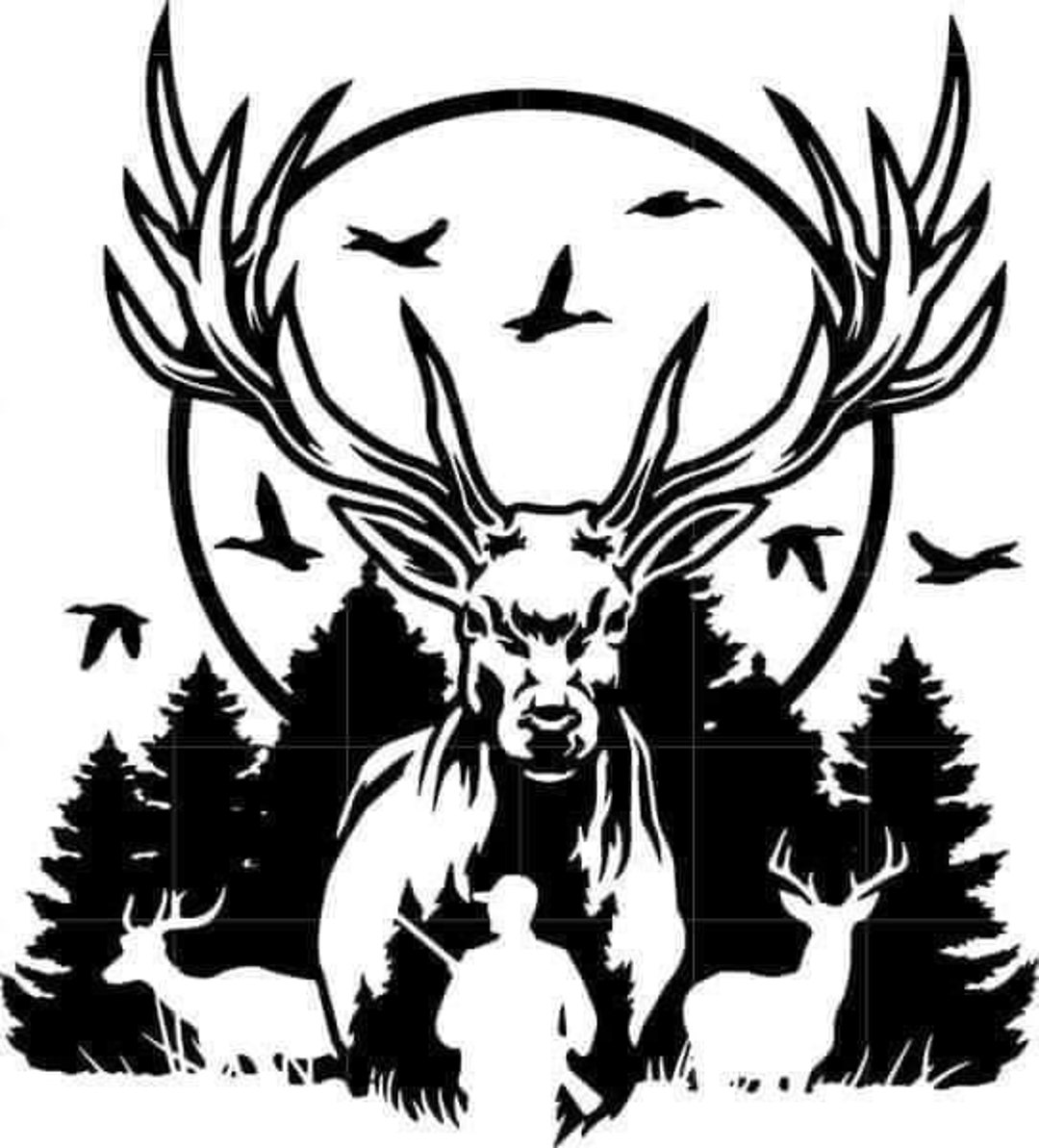 Stag Deer Head Hunter Decal Car Van Bonnet Vinyl Side Sticker Wall Art Hood Vinyl Graphic Window ...