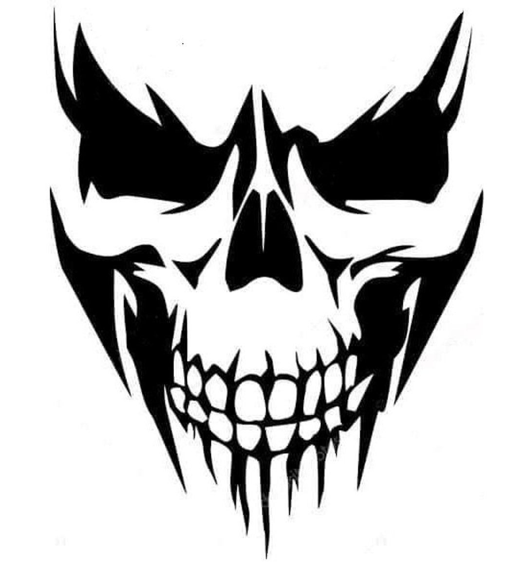 Skull Head Decal Car Bonnet Side Sticker Decal Wall Art Decal Vinyl ...