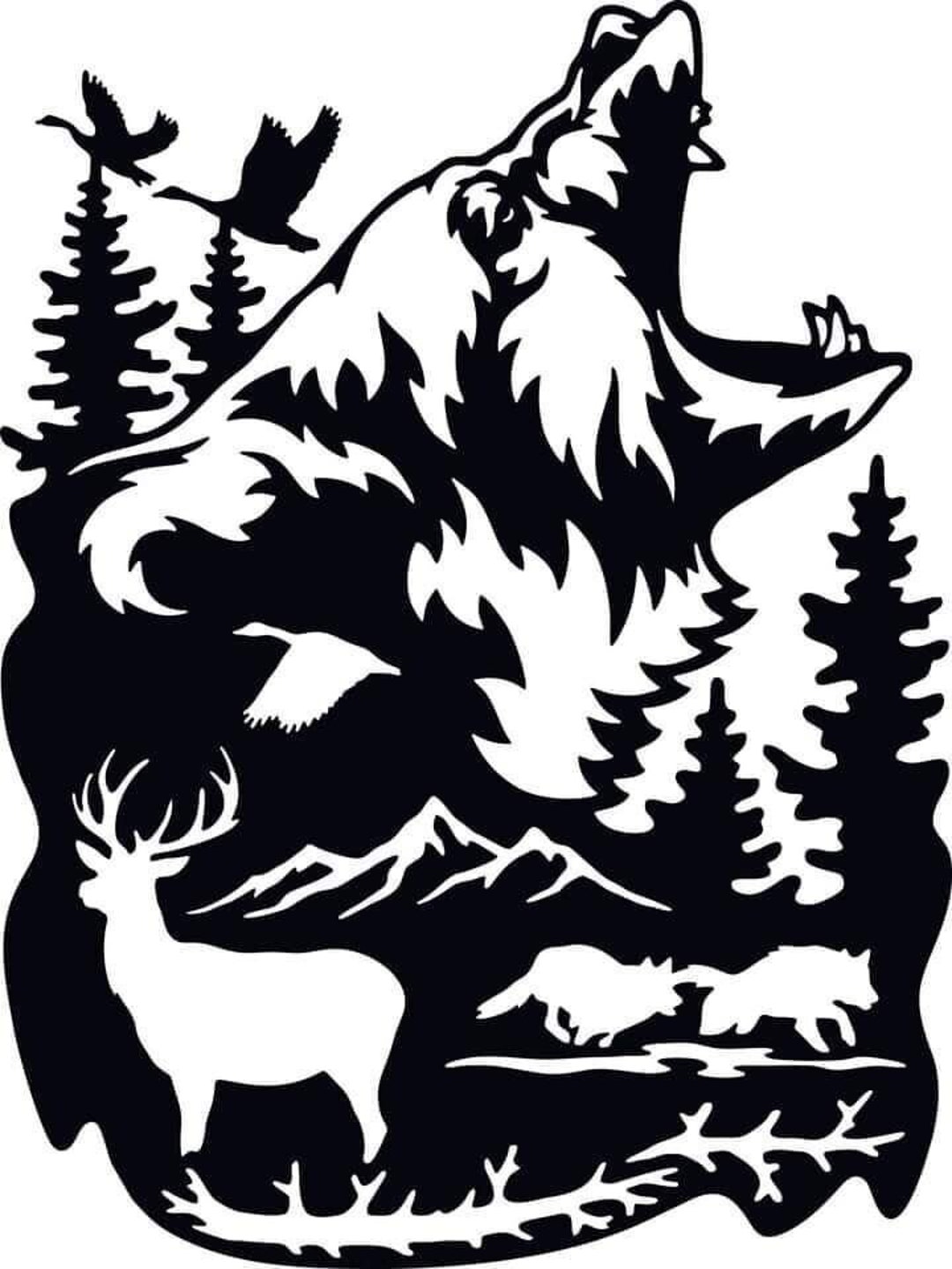 Wolf Head Deer Stag Decal Car Van Bonnet Vinyl Side Sticker Wall Art ...