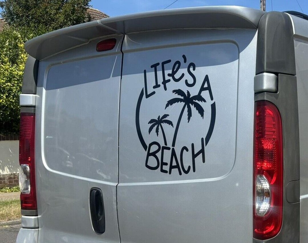 Lifes a Beach Palm Trees Fun Surf Decal Fun Surfs up Car Bonnet Side ...