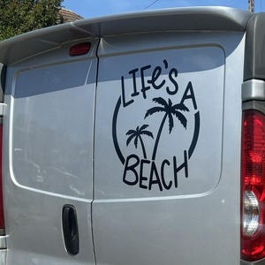 Lifes a Beach Palm Trees Fun Surf Decal Fun Surfs up Car Bonnet Side ...