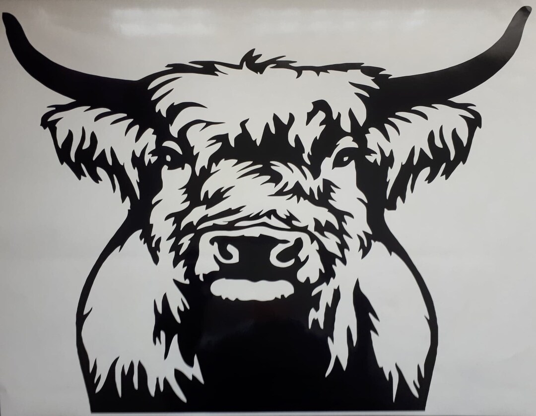 Scottish Highlands Highland Cow Bull Wall Art Decal Car Van Bonnet ...