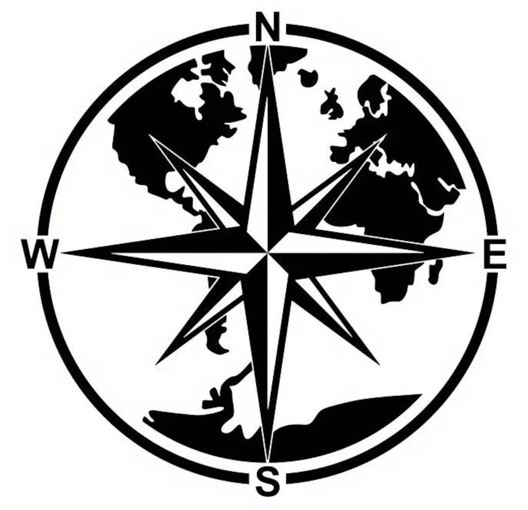LARGE 23" Compass World Map Car Bonnet Side Sticker Vinyl Graphic off ...