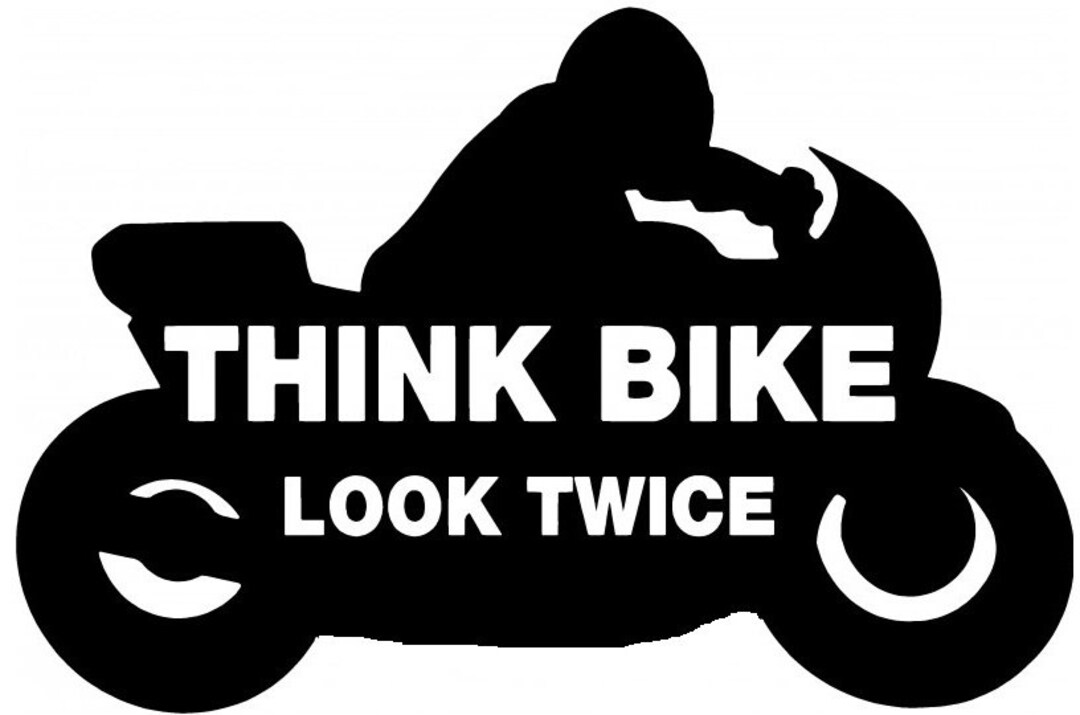Think Bike Biker Vinyl Car Van Safety Sticker Helmet Fuel Tank Side ...