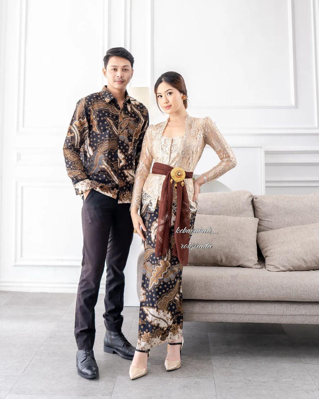 Kebaya Batik Couple Set: Modern Taro Leaf Motif - Etsy