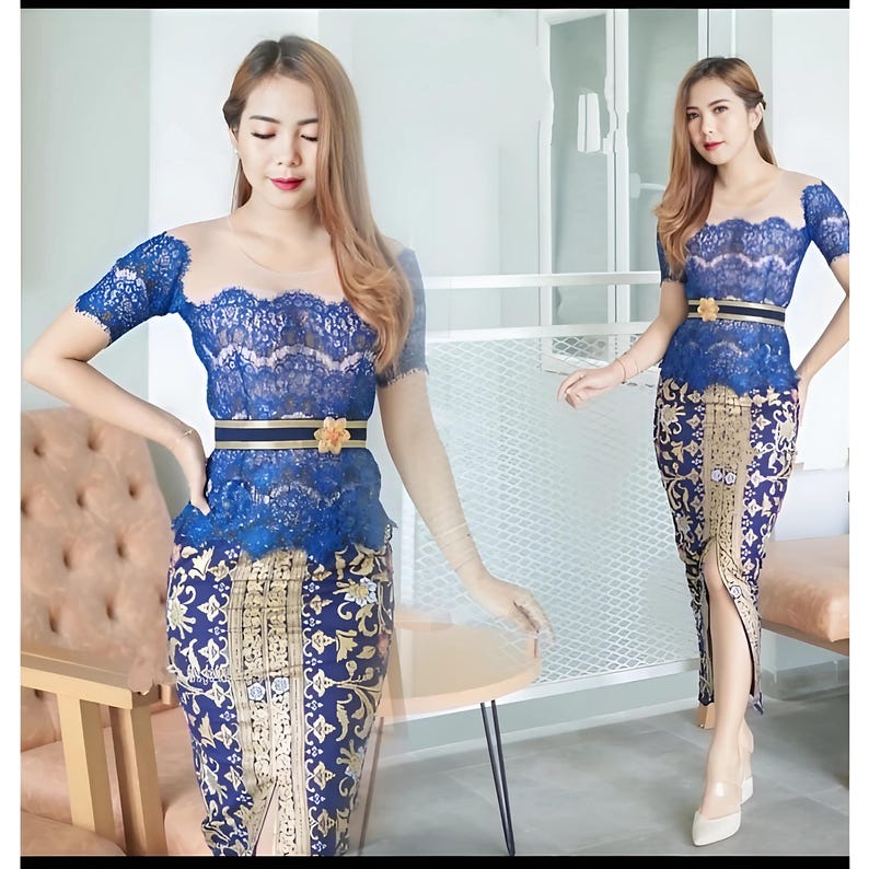 Kebaya Dress Complete Set for Wedding or Formal Event Made of Brocade ...