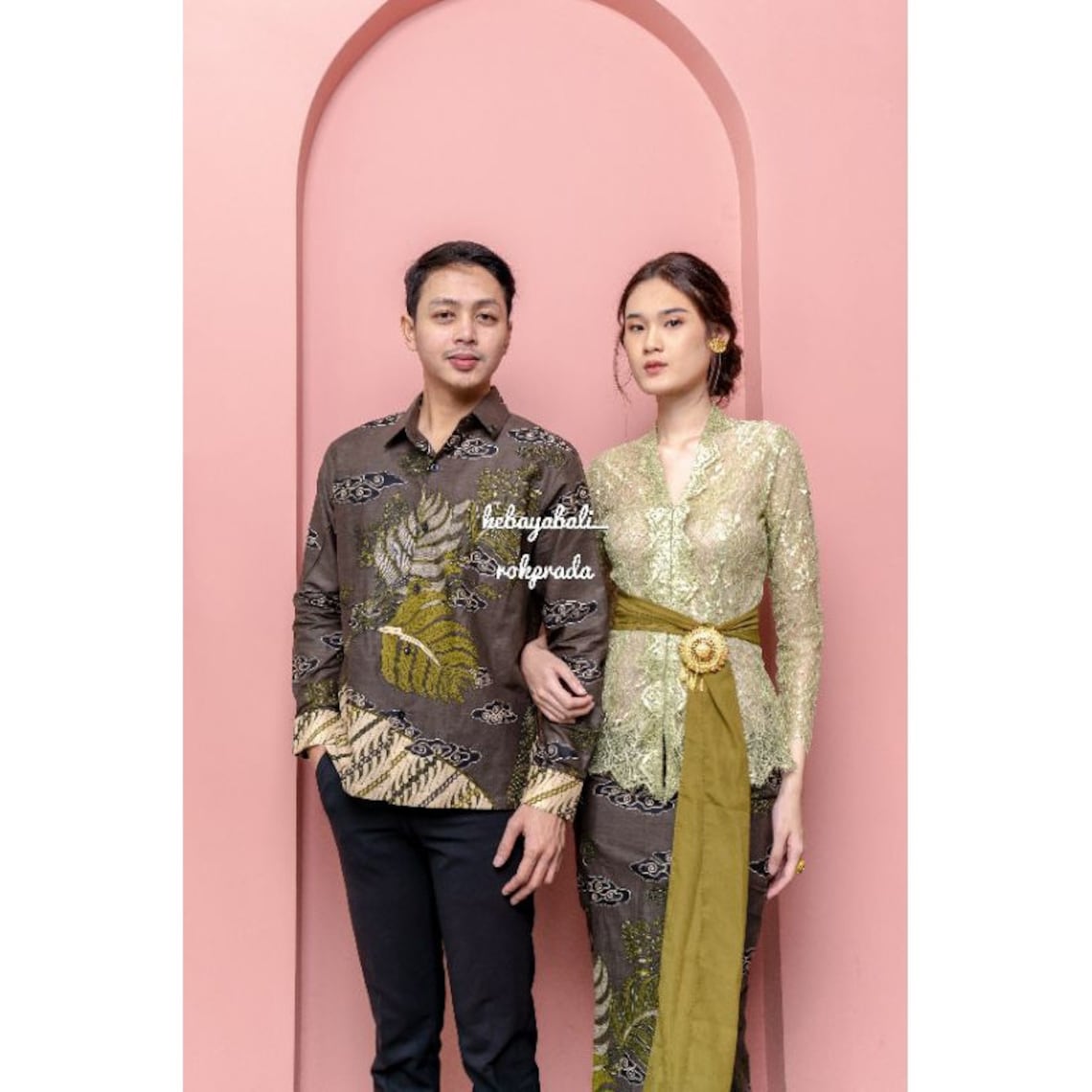 Kebaya Couple Set | Full Set of Kebaya and Men's Batik Shirt, Sarimbit ...