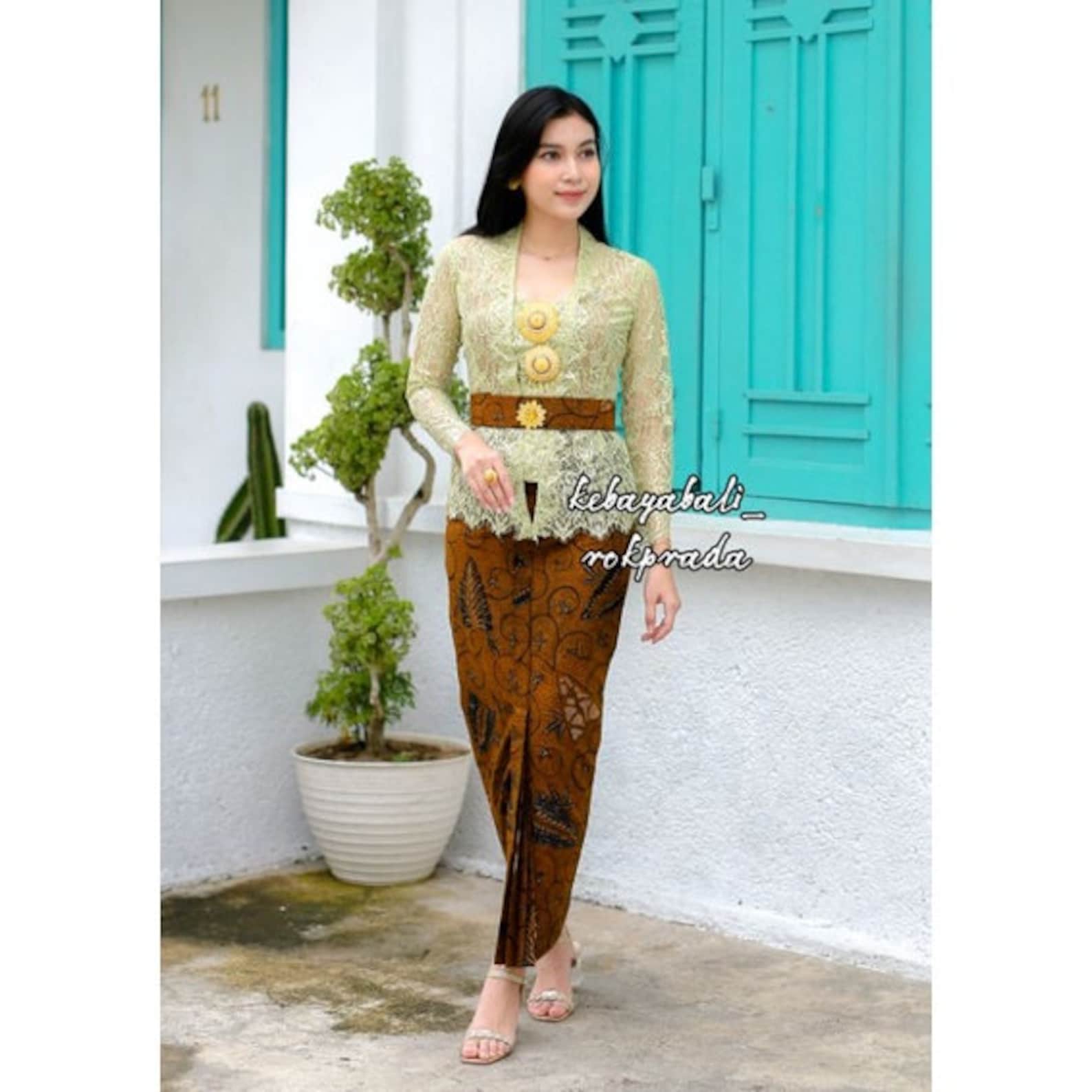 Couple Set | Full Set of Kebaya Dress and Men's Batik Shirt, Batik ...