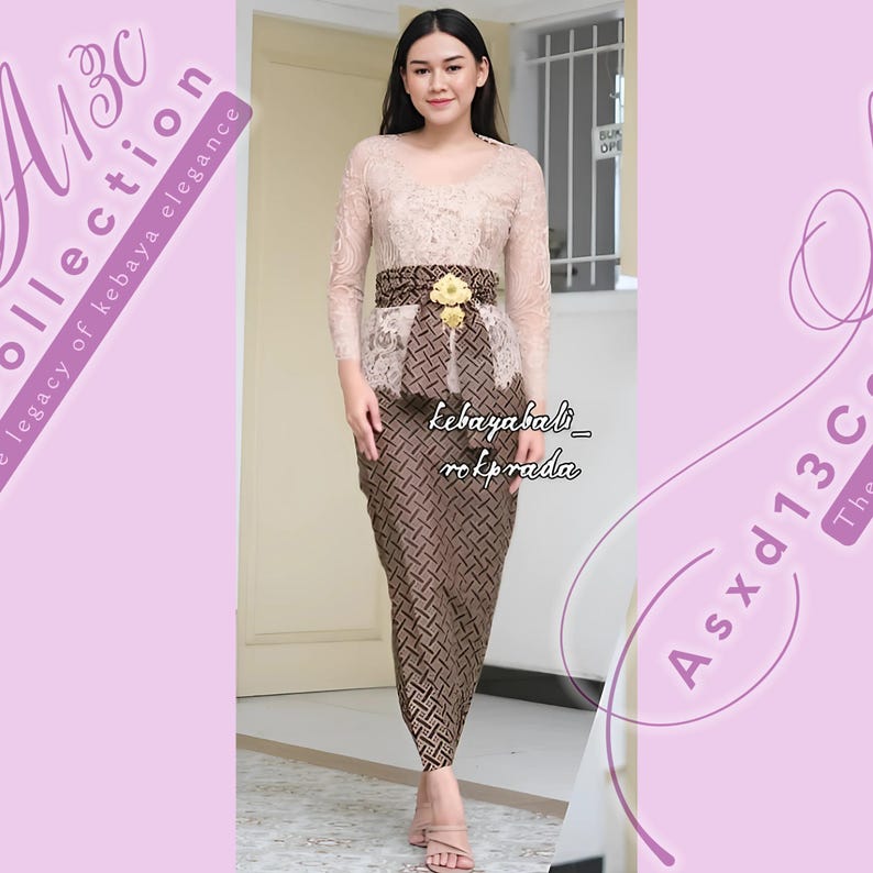 Kebaya Kleid | Komplett-Set | für Hochzeiten oder formelle Anlässe |, aus Brokat und Batik Stoff ...