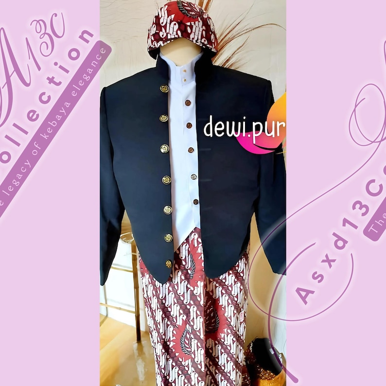 Javanese Men's Beskap Set | Premium Hewes, Batik Sarong & Blangkon - Etsy