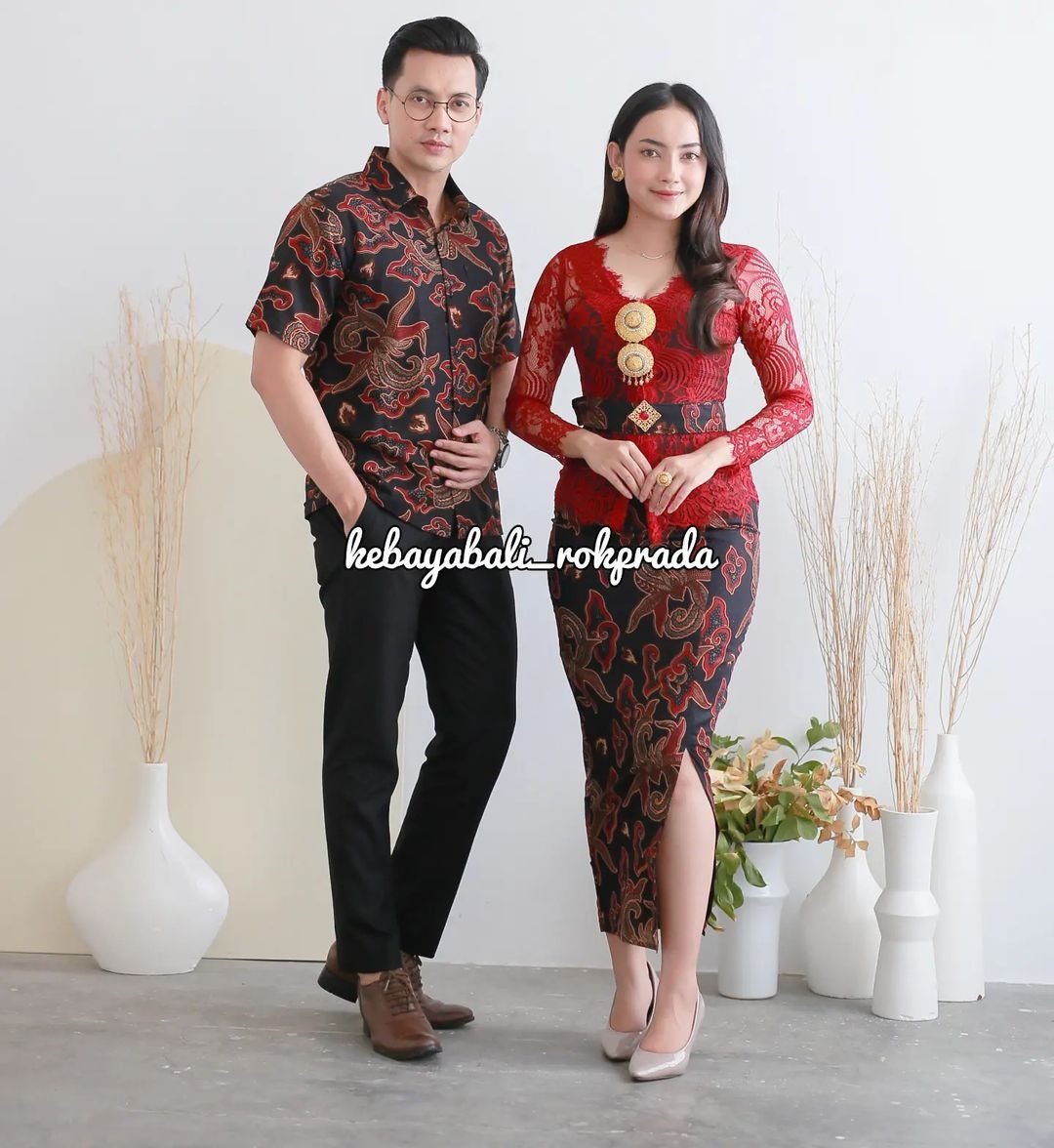Red Kebaya Couple Set: Batik Shirt & Skirt - Etsy