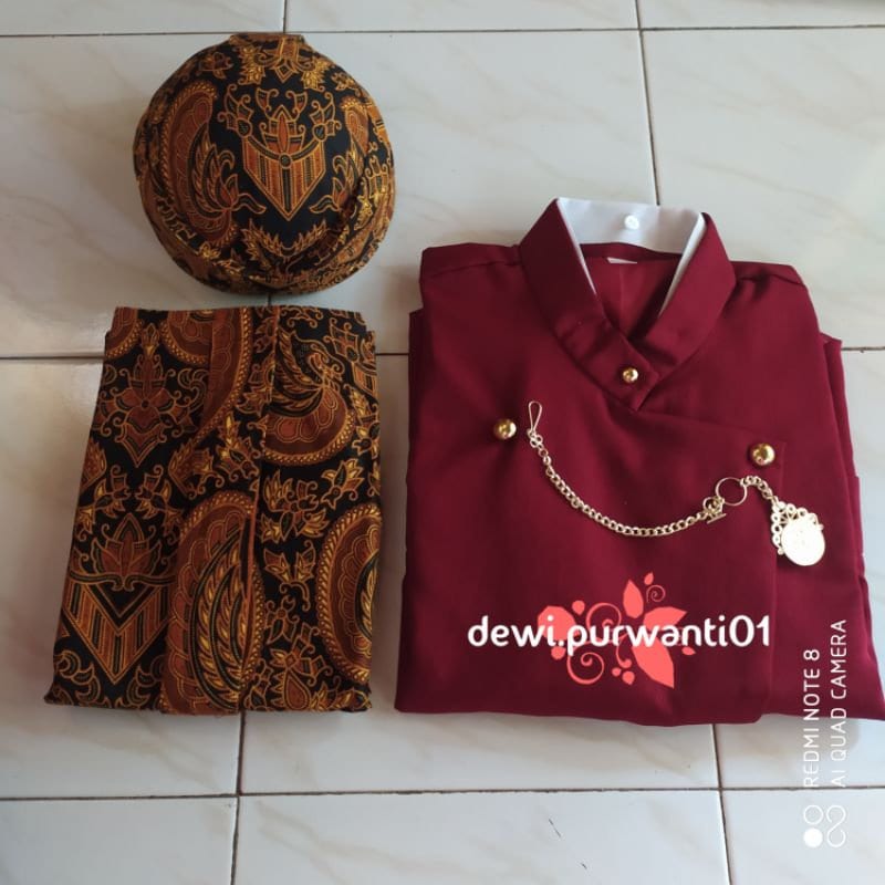 Javanese Men's Traditional Clothes Complete Set beskap Solo Jarik ...