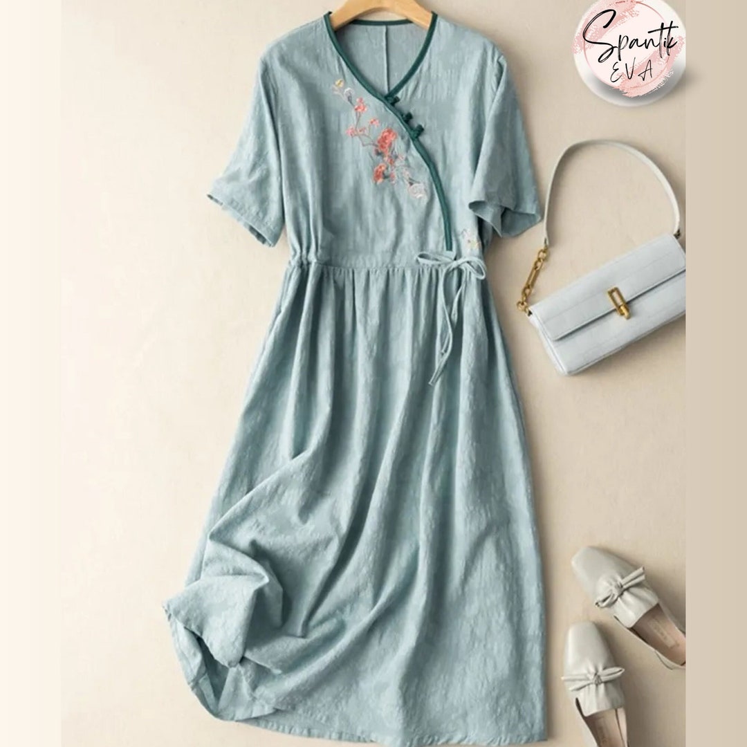 Vintage-inspired Linen Floral Dress for Summer Floral - Etsy