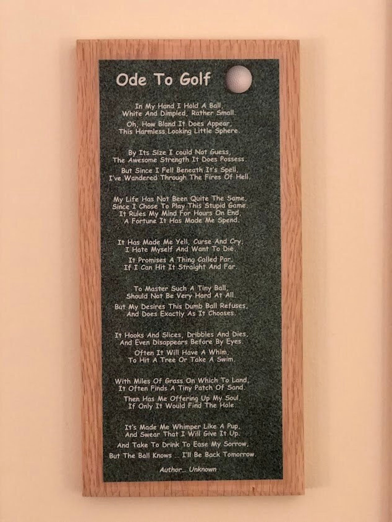 Golf Poem. Funny ode to Golf Written on Real Golf Green | Etsy