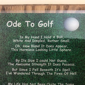 Golf Poem. Funny ode to Golf Written on Real Golf Green, Laminated and ...