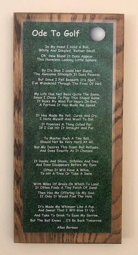 Golf Poem. Funny ode to Golf Written on Real Golf Green, Laminated and ...