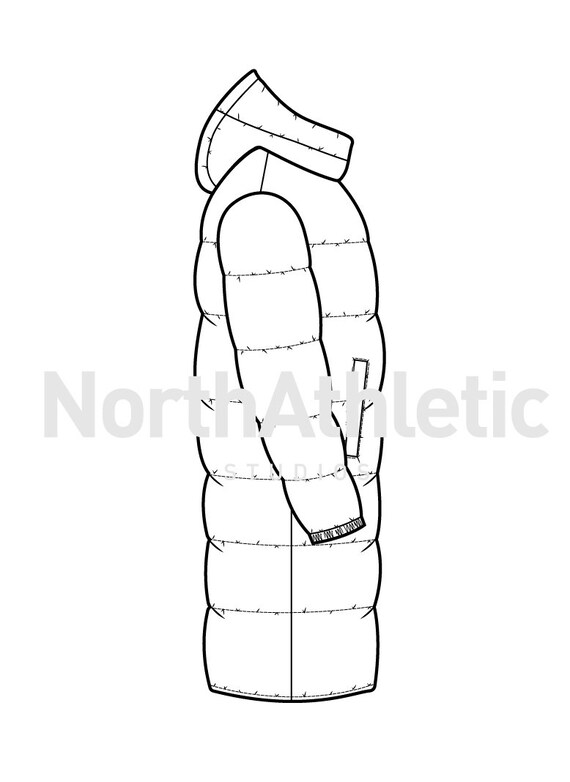 For Adobe Illustrator Fashion Vector Drawing Unisex Padded Gilet Flat