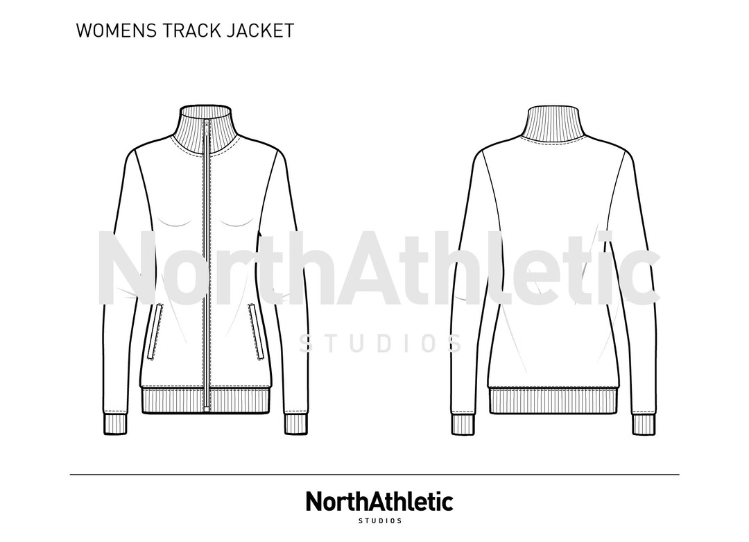 WOMEN'S TRACK JACKET - Fashion Vector Drawing, Flat Sketch, for Adobe ...