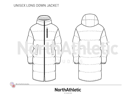 For Adobe Illustrator Fashion Vector Drawing Unisex Padded Gilet Flat