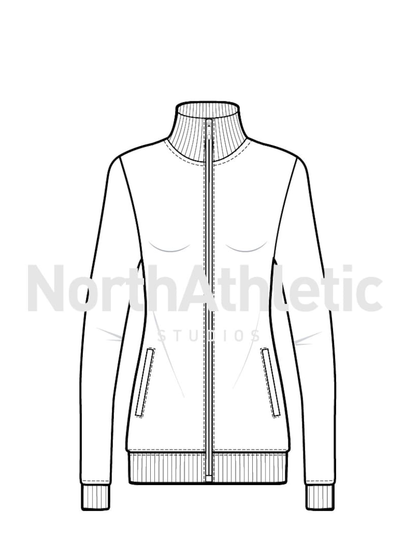 WOMEN'S TRACK JACKET - Fashion Vector Drawing, Flat Sketch, for Adobe ...