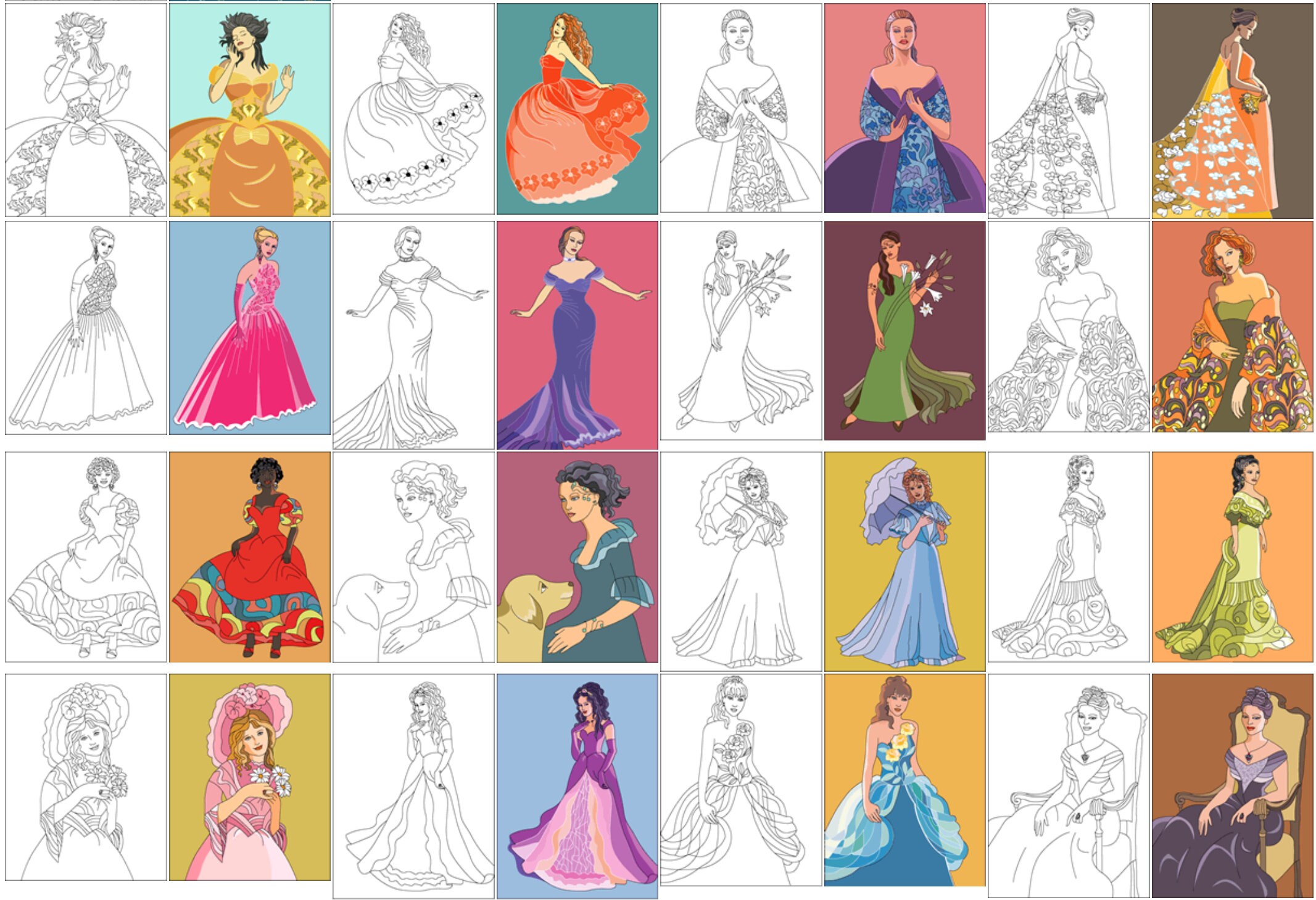 Magical Elegance 32 Printable Coloring Pages Fashion Coloring Book ...