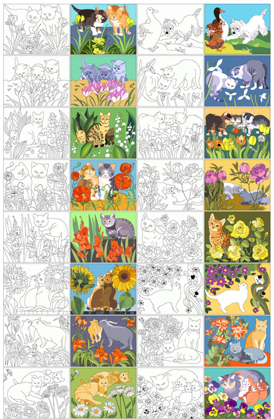 My Friends - 32 Printable Coloring Pages - Cat & Dog Coloring Book ...