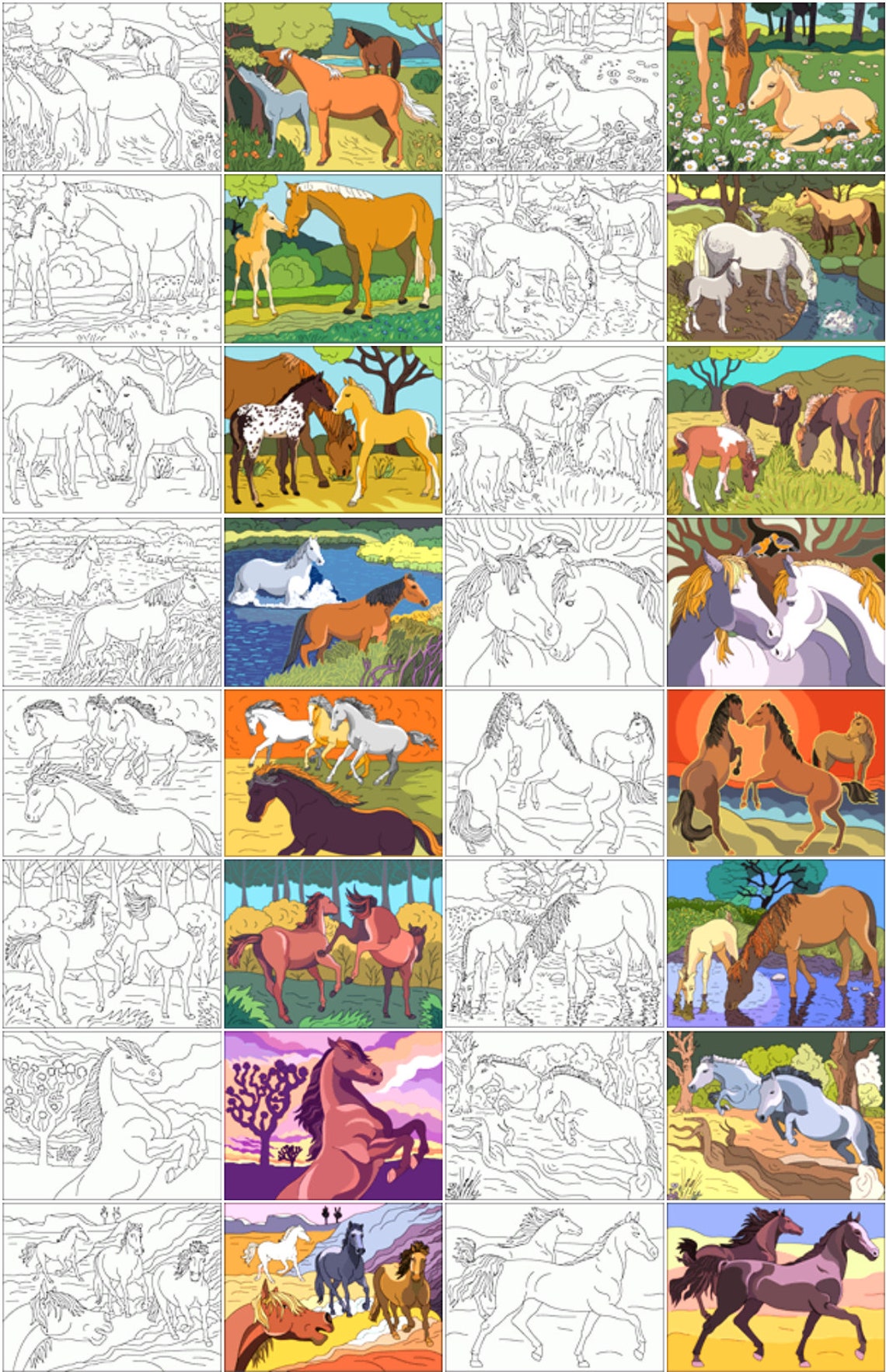 Wild Horses 2 - 32 Printable Coloring Pages - Horse Coloring Book ...