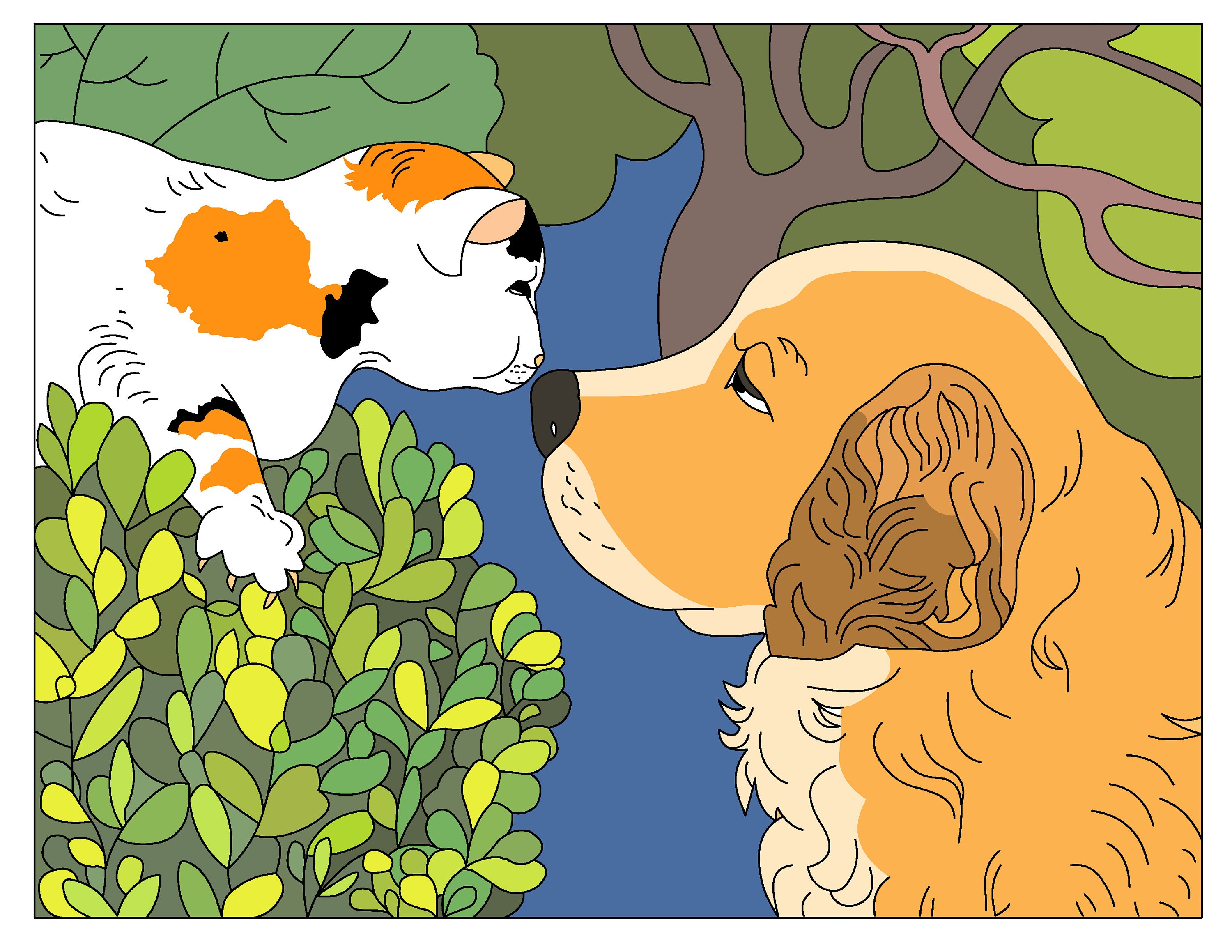 My Friends - 32 Printable Coloring Pages - Cat & Dog Coloring Book ...