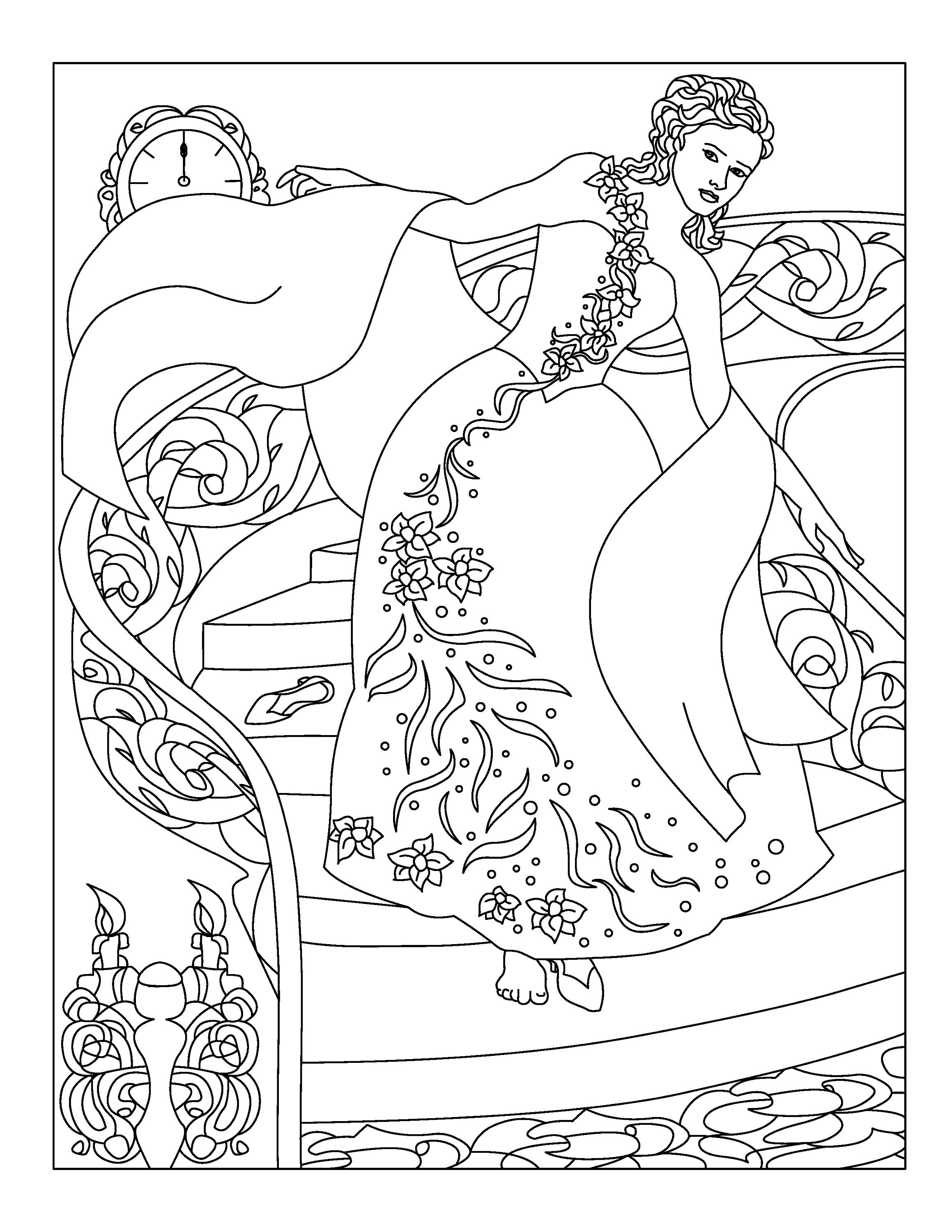 Cinderella - 32 Printable Coloring Pages - Cinderella Coloring Book ...