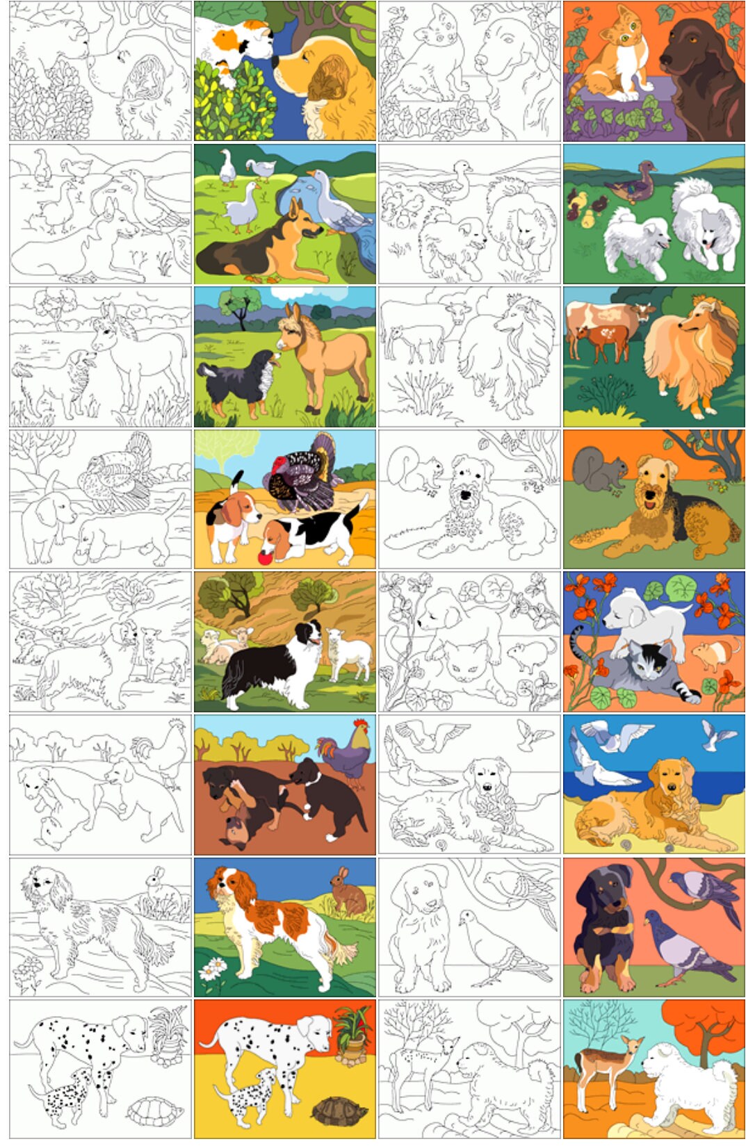 My Friends - 32 Printable Coloring Pages - Cat & Dog Coloring Book ...