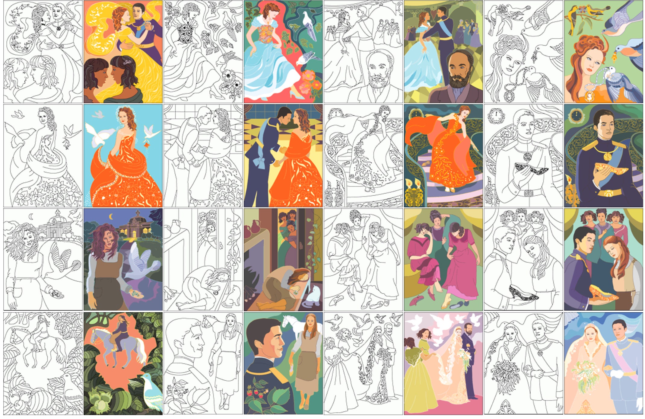 Cinderella - 32 Printable Coloring Pages - Cinderella Coloring Book ...