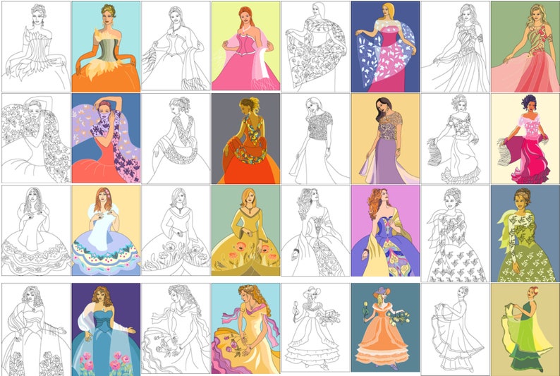 Magical Elegance - 32 Printable Coloring Pages - Fashion Coloring Book ...