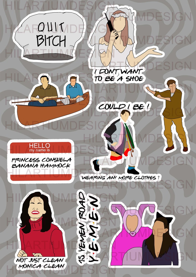 Friends TV Show Sticker Pack 2 | Ross Rachael Chandler Monica Phoebe ...