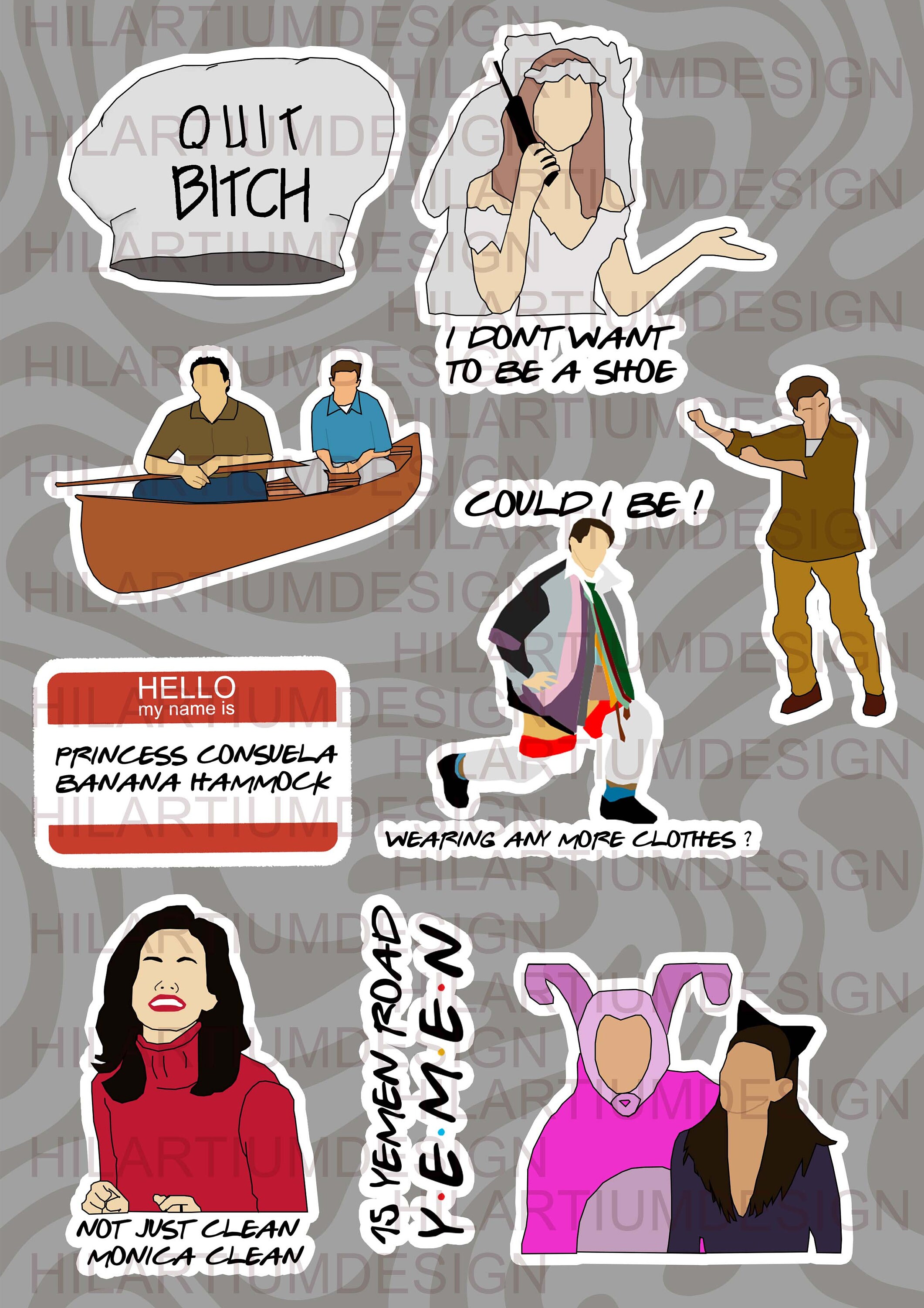 Friends TV Show Sticker Pack 2 | Ross Rachael Chandler Monica Phoebe ...