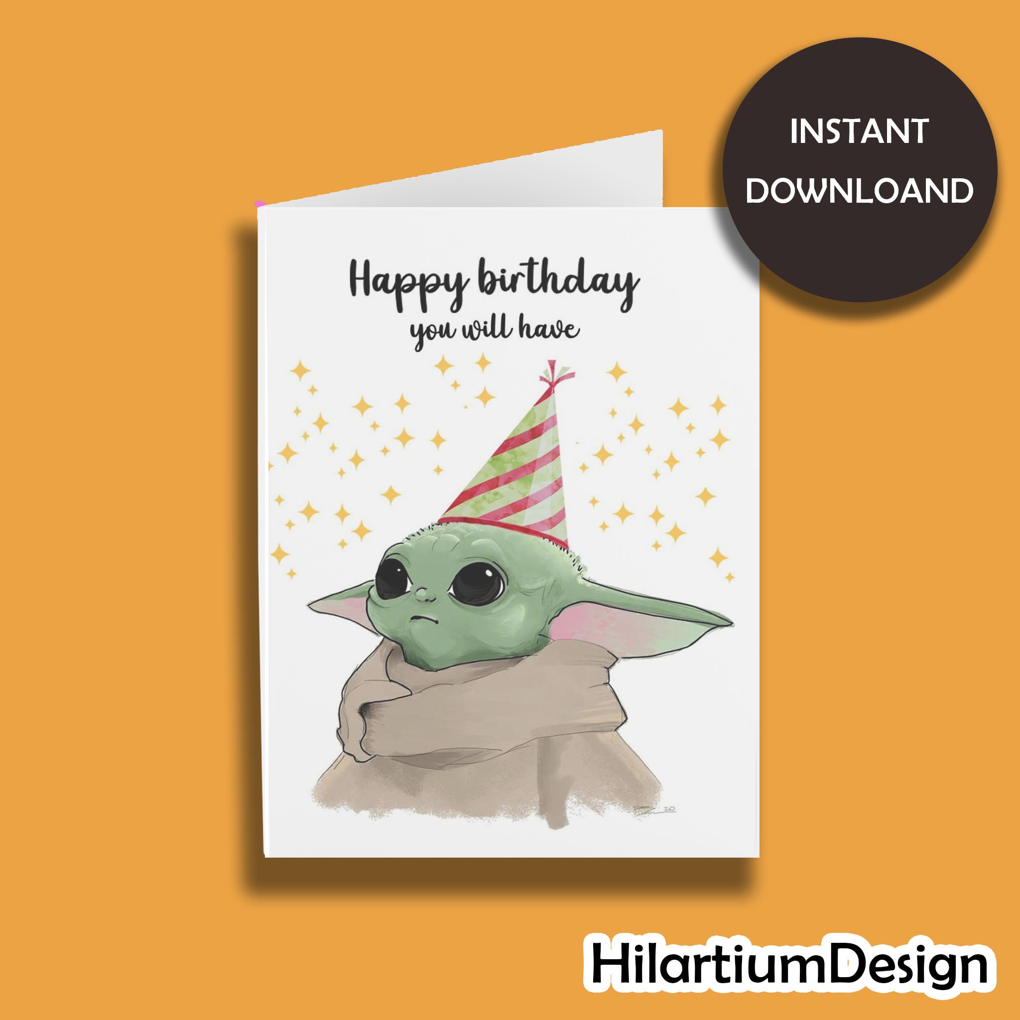 Baby Yoda Birthday Card | Instant Download Birthday Card | Print at ...