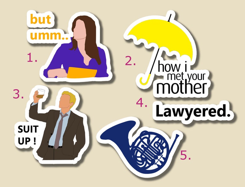Himym TV Show Sticker Pack Ted Robin Barney Lily Marshall Printable ...