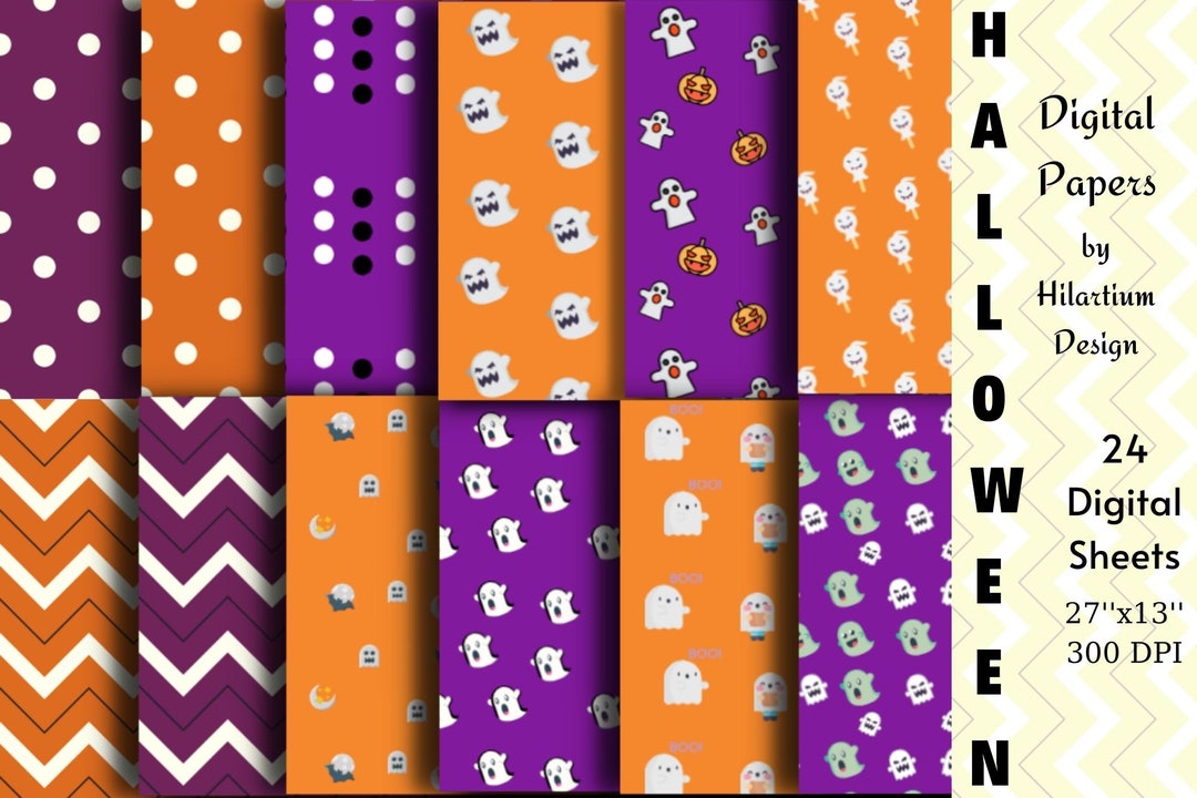 Halloween Digital Paper, Trick or Treat Scrapbook Papers, Boo Wallpaper ...
