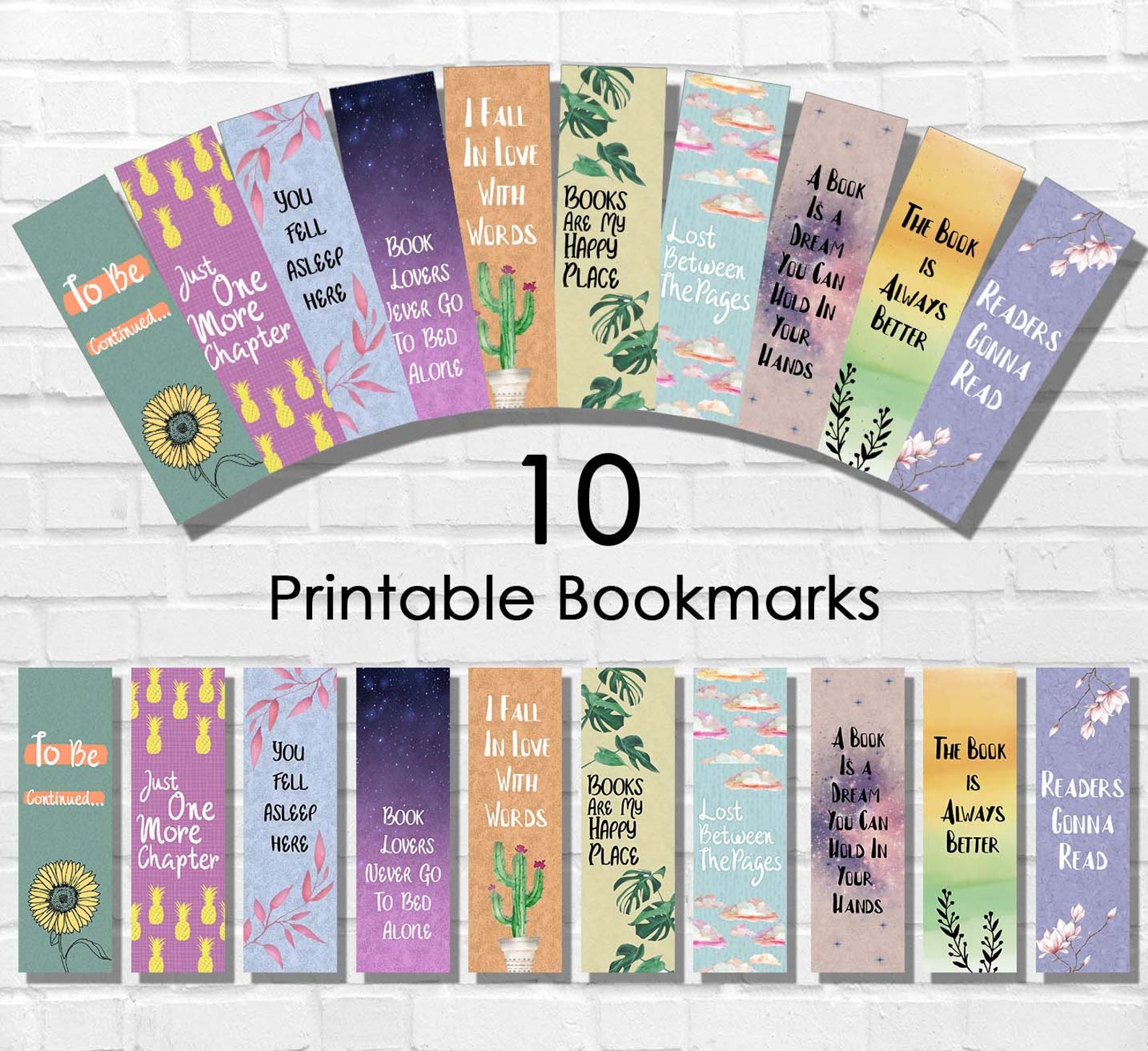 Printable Bookmarks Template Printable Bookmarks Set - Etsy