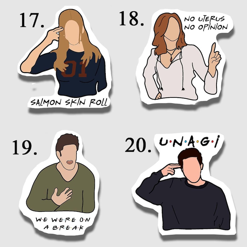 Friends TV Show Sticker Pack Ross Rachael Chandler Monica - Etsy UK