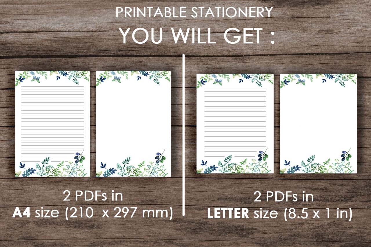 Floral Printable Stationery Paper / Trees Printable Stationary - Etsy