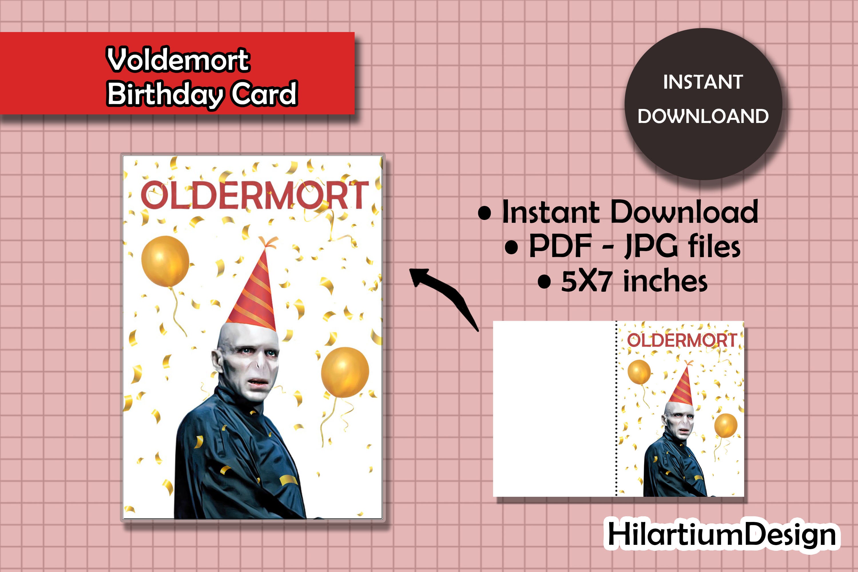 Voldemort - Oldermort Birthday Card | Instant Download Birthday Card ...